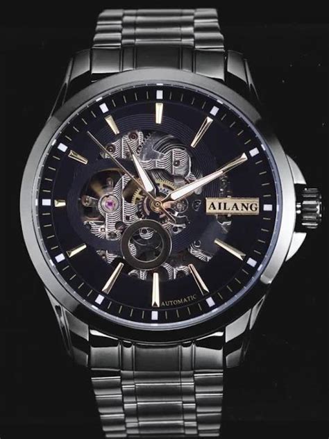 Ailang Ai Lang นาฬิกากลไกอัตโนมัติกลวงสองด้านนาฬิกาสำหรับผู้ชายนาฬิกาสำหรับผู้ชายสปอร์ตสุดเท่