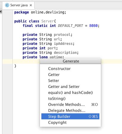Stepbuilder Generator Intellij Ides Plugin Marketplace