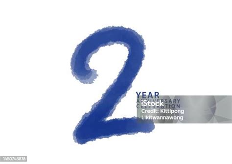 2 주년 기념 축 하 블루 컬러 로고 타입 벡터 2 숫자 디자인 2 번째 생일 초대장 로고 번호 디자인 벡터 일러스트 블루 로고 브러시 스트로크 그림 2023년에 대한 스톡