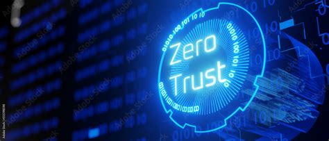 Hologram With The Inscription Zero Trust Zero Trust Security Model Secure Network 3d Render