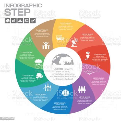 흰색 배경에 격리 된 설명 텍스트 필드와 열 면 번호 플랫 무지개 스펙트럼 컬러 퍼즐 프리젠 테이션 인포 그래픽 차트 벡터