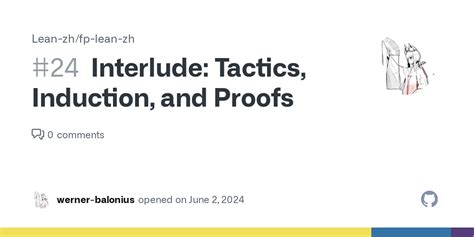 Interlude Tactics Induction And Proofs · Issue 24 · Lean Zhfp Lean