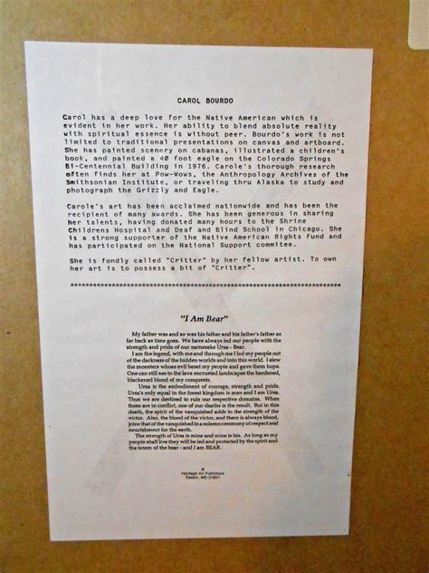 Carole Bourdo I Am Bear Signed Framed Print Native Spirits