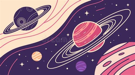 Planets With Orbits Design Solar System Space Science Art Vector Design Generative Ai Stock