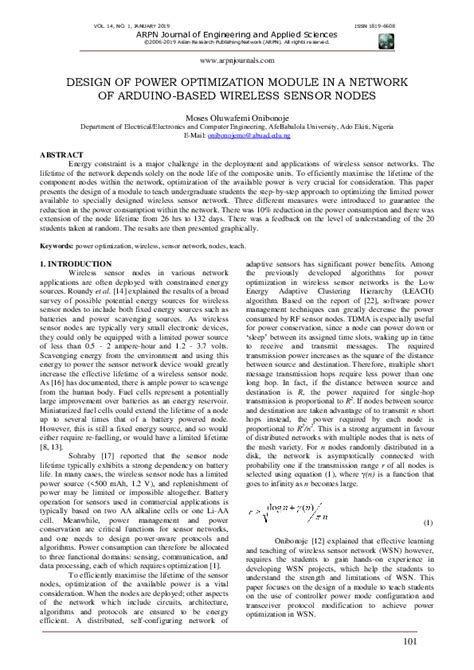 Pdf Design Of Power Optimization Module In A Network Of Arduino Based