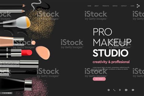 메이크업 스튜디오 코스 천연 제품 화장품 바디 케어에 대 한 웹 페이지 디자인 서식 파일입니다 웹 사이트 및 모바일 웹 사이트 개발을 위한 현대적인 디자인 벡터 일러스트