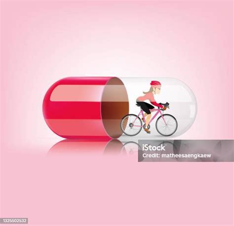 분홍색 배경에 자전거가있는 의료 핑크 캡슐 벡터 일러스트레이션 개념에 대한 스톡 벡터 아트 및 기타 이미지 개념 개체 그룹 건강관리와 의술 Istock
