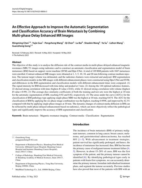 Pdf An Effective Approach To Improve The Automatic Segmentation And Classification Accuracy Of