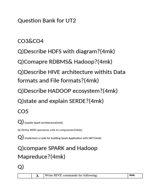 question bank for ut2 bigdata pdf