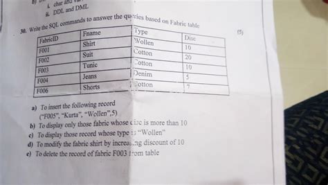 Write Sql Commands To Answer