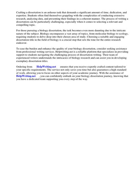 Examples Of Biology Dissertation Titles Pdf Thesis Essays