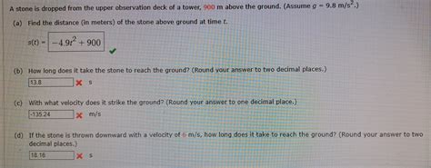 Solved A Stone Is Dropped From The Upper Observation Deck Of