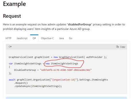 Generation Of Wrong Snippet For Organization Settings Item Insights Issue
