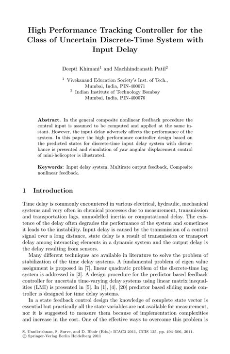 Pdf High Performance Tracking Controller For The Class Of Uncertain Discrete Time System With