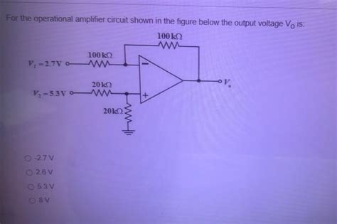 Solved For The Operational Amplifier Circuit Shown In The Chegg