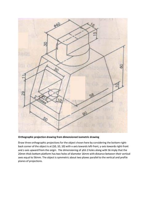 [solved] draw three orthographic projections for the objec