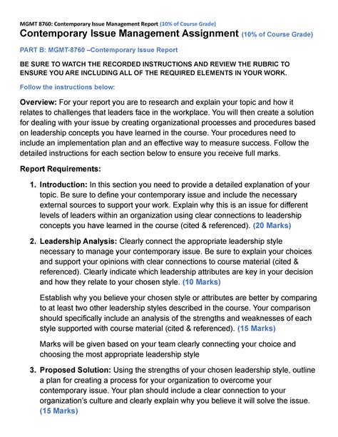 Mgmt 8760 Part B Contemporary Issue Management Report 2 Mgmt 8760