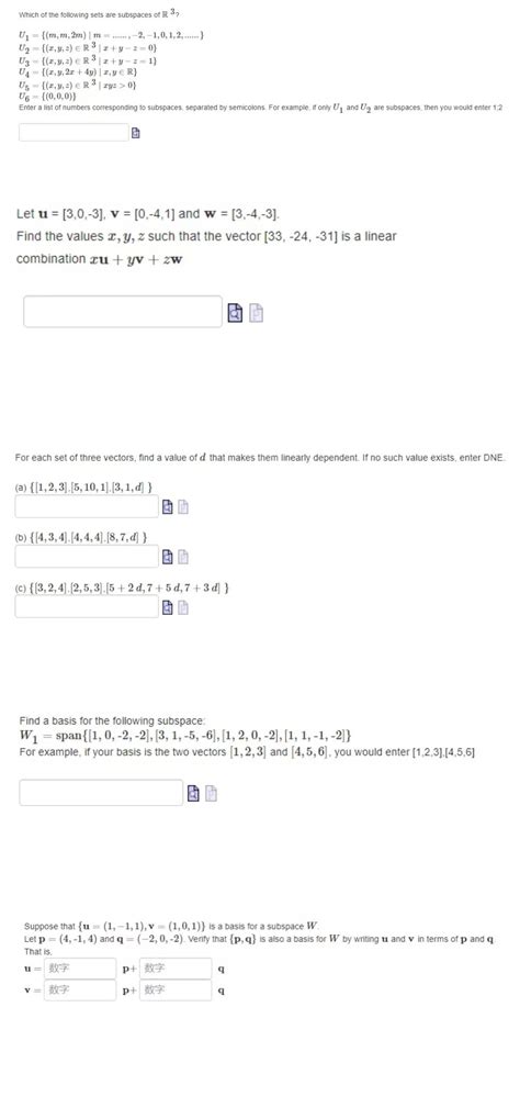 Solved Which Of The Following Sets Are Subspaces Of R Chegg