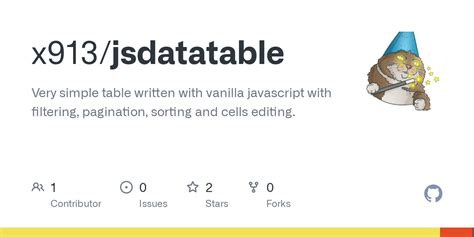 GitHub X Jsdatatable Very Simple Table Written With Vanilla Javascript With Filtering