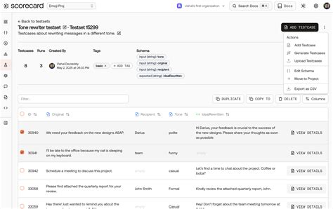 Testsets Scorecard Docs