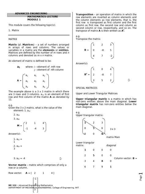 Lesson 1 2matrix And Determinants Pdf Matrix Mathematics Determinant