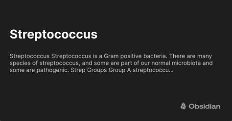 Streptococcus Obsidian Publish