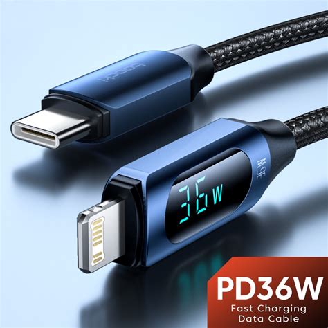 PD 36W USB C To Lighting Fast Charger Cable Digital Display Type C USB Data Wire Cord Shopee
