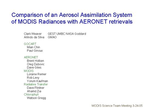 Comparison Of An Aerosol Assimilation System Of Modis
