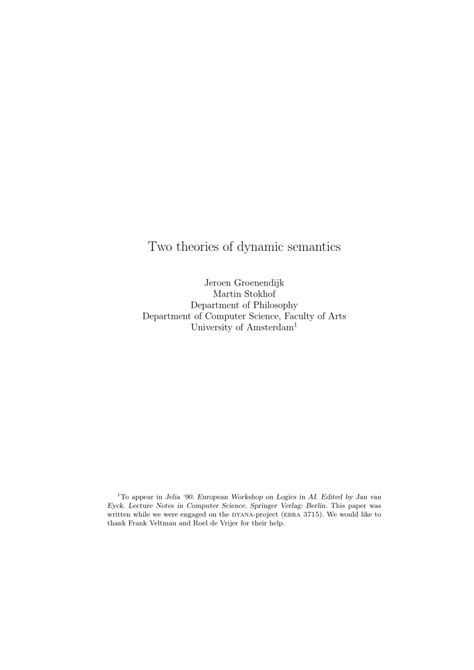 Pdf Two Theories Of Dynamic Semantics