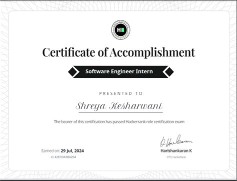 shreya kesharwani on linkedin softwareengineering certification hackerrank