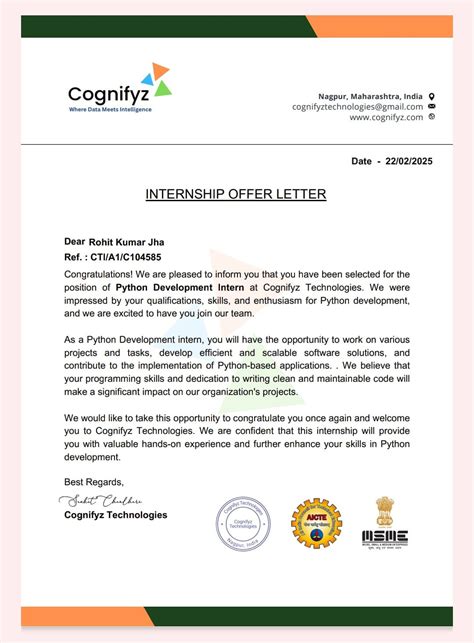 Python Internship Grateful Newbeginnings Cognifyz Cognifyztech Rohit Jha