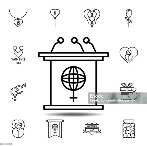 여성의 날 입문 성별 아이콘 간단한 얇은 라인 여성의 날의 개요 벡터 요소 Ui 및 Ux 웹 사이트 또는 모바일 응용 프로그램에 대한 설정 8 3 월 아이콘