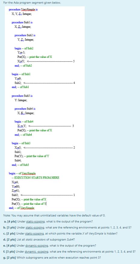 Solved For The Ada Program Segment Given Below Procedure