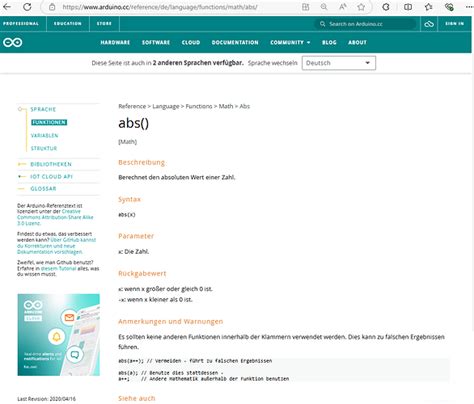 Arduino Doku Fehlerhaft Deutsch Arduino Forum