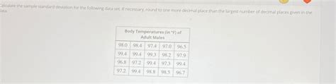 Solved Calculate The Sample Standard Deviation For The Chegg