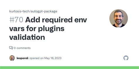 Add Required Env Vars For Plugins Validation Issue Kurtosis Tech Autogpt Package GitHub
