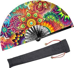 Amazon Leehome Large Rave Folding Hand Fan For Women Men Chinese