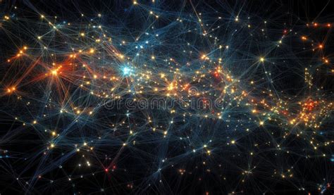 Abstract Visualization Of Neural Network With Glowing Connections And
