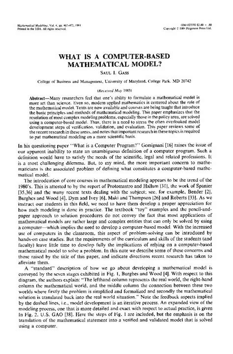 Pdf What Is A Computer Based Mathematical Model Dokumentips