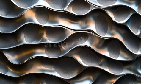 Abstract Wavy Metal Surface With Perforations Intricate Design Smooth Texture Reflective
