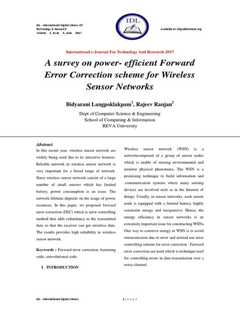 A Survey On Power Efficient Forward Error Correction Scheme For