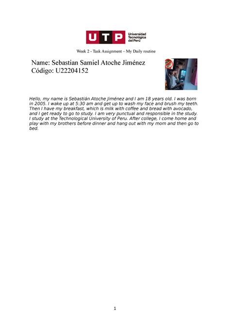 Week 2 Task Assignment My Daily Routine Week 2 Task Assignment