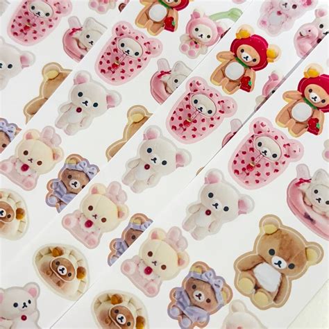 Cute Japanese Bear Png Sticker Sheet Cute Korean Stickers Etsy