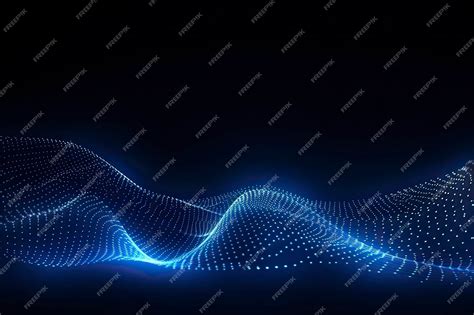 Premium Ai Image Dynamic Blue Particle Wave Abstract Sound Visualization Digital Structure Of