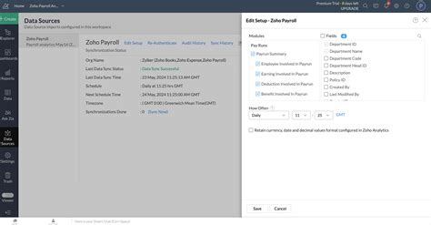 Integrations Zoho Analytics Zoho Payroll Help