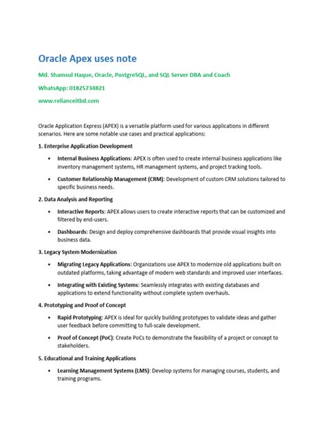 Oracle Apex Uses Note Pdf Cloud Computing Computing