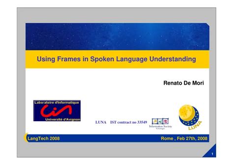 Ppt Using Frames In Spoken Language Understanding Renato De Mori