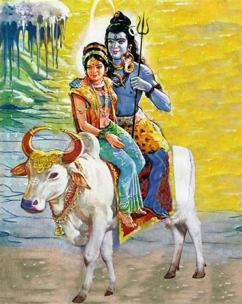 Lord Shiva and Parvati on Nandi in creative art painting wa | Lord ...