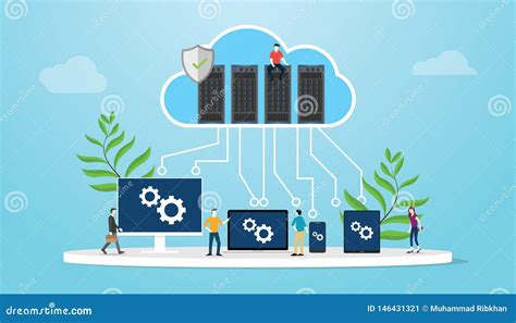Cloud Computing Concept With Database Server And Various Media Platform