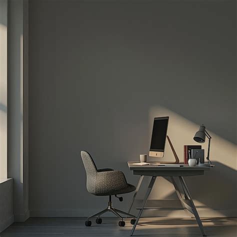 Portrait Of Isolated Workspace Setting With Chair Premium Ai